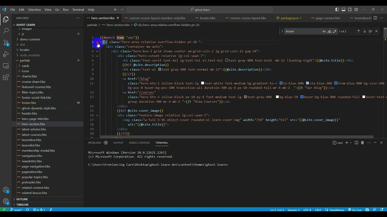 How to  customize content? Learn -  Ghost LMS Theme