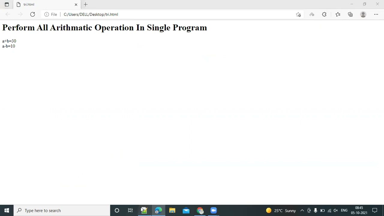 How To Perform All Arithmetic Operation In Single Program Using JavaScript