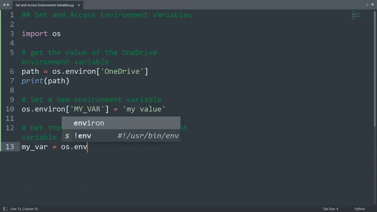 Set and access environment variables in Python | Python Examples | Python Coding Tutorial