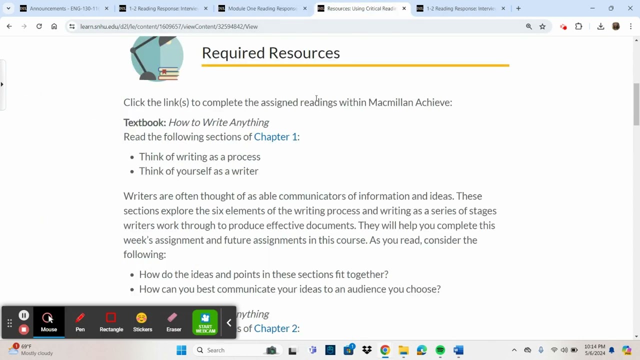 Module One Reading Response Assignment Overview