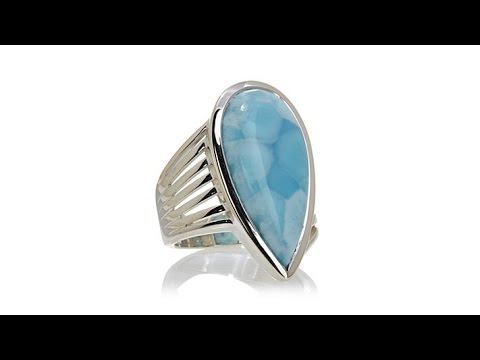 Himalayan Gems PearShaped Larimar Sterling Silver Ring