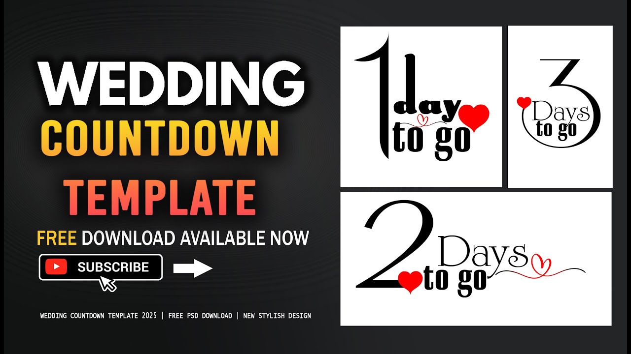 💍 Wedding Countdown Template 2025 | Free PSD Download