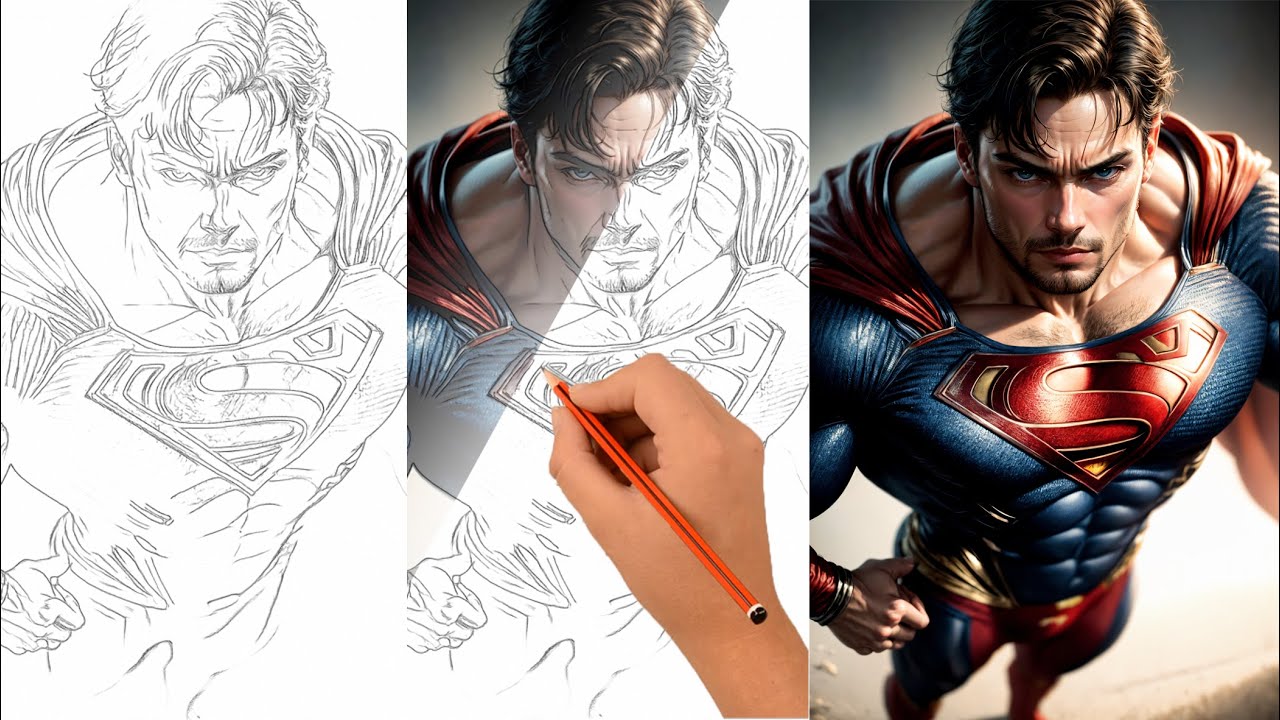 The Magic of AI: Turning a Superman Sketch into Reality #handmade  #phtotography #ai #youtube