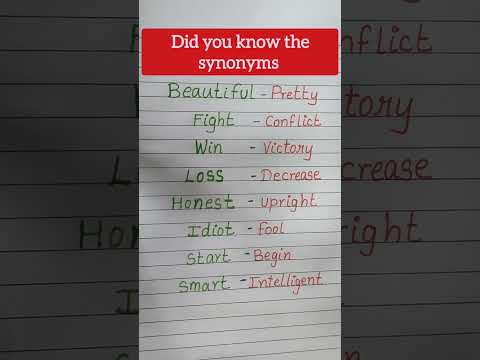 Synonyms for beautiful, fight, win, loss, honest..