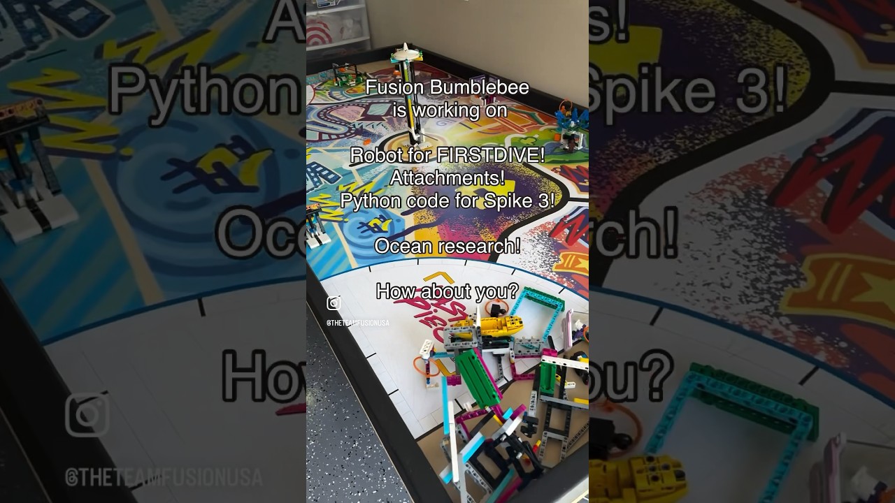 Bumblebee is busy with FLL Dive. Python on Spike 3, robot attachment for submerged. #bumblebee