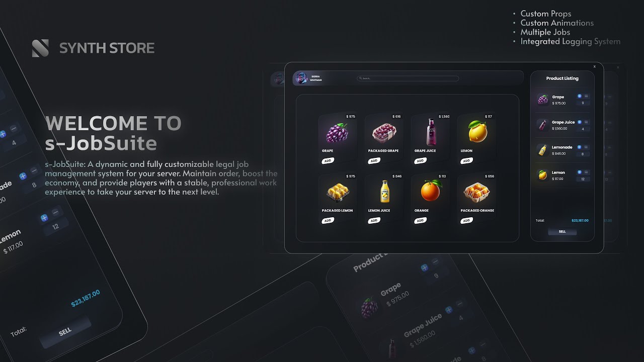 s-JobSuite | 5 Legal Jobs | Custom Animations & Props - FiveM Releases - Cfx.re Community