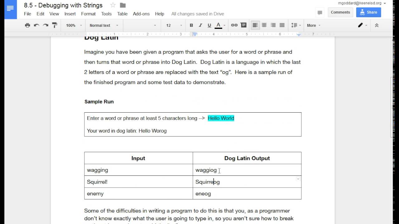 Debugging with Strings