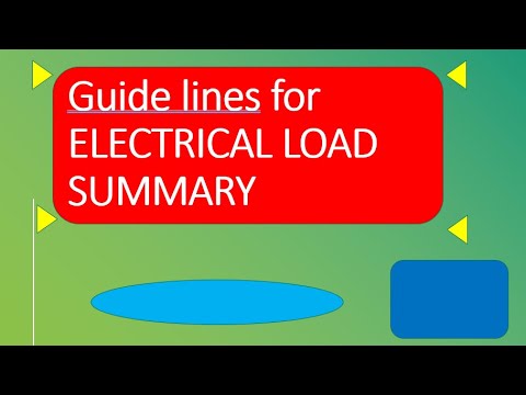 Guide lines for Electrical Load summary