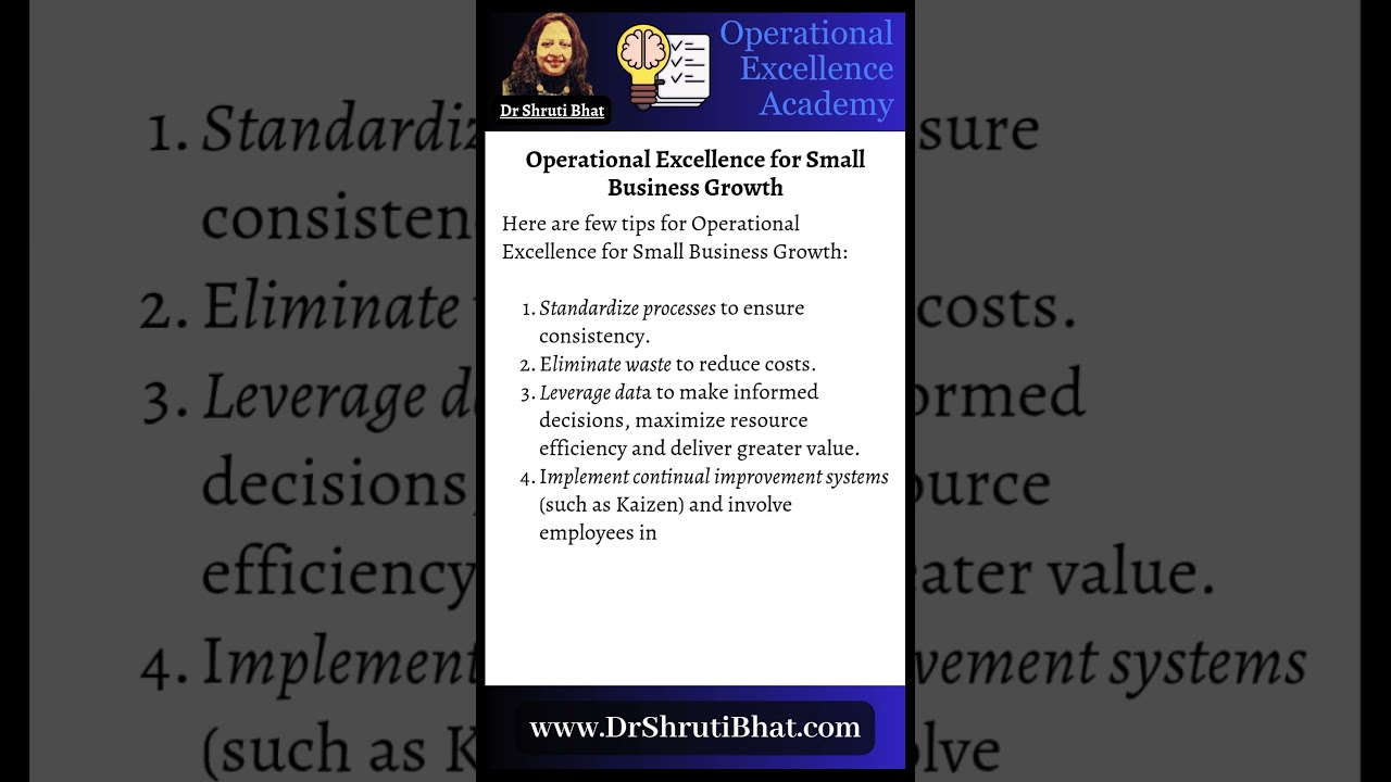 Operational Excellence for Small Business Growth | Boost Efficiency & Profits | Dr. Shruti Bhat