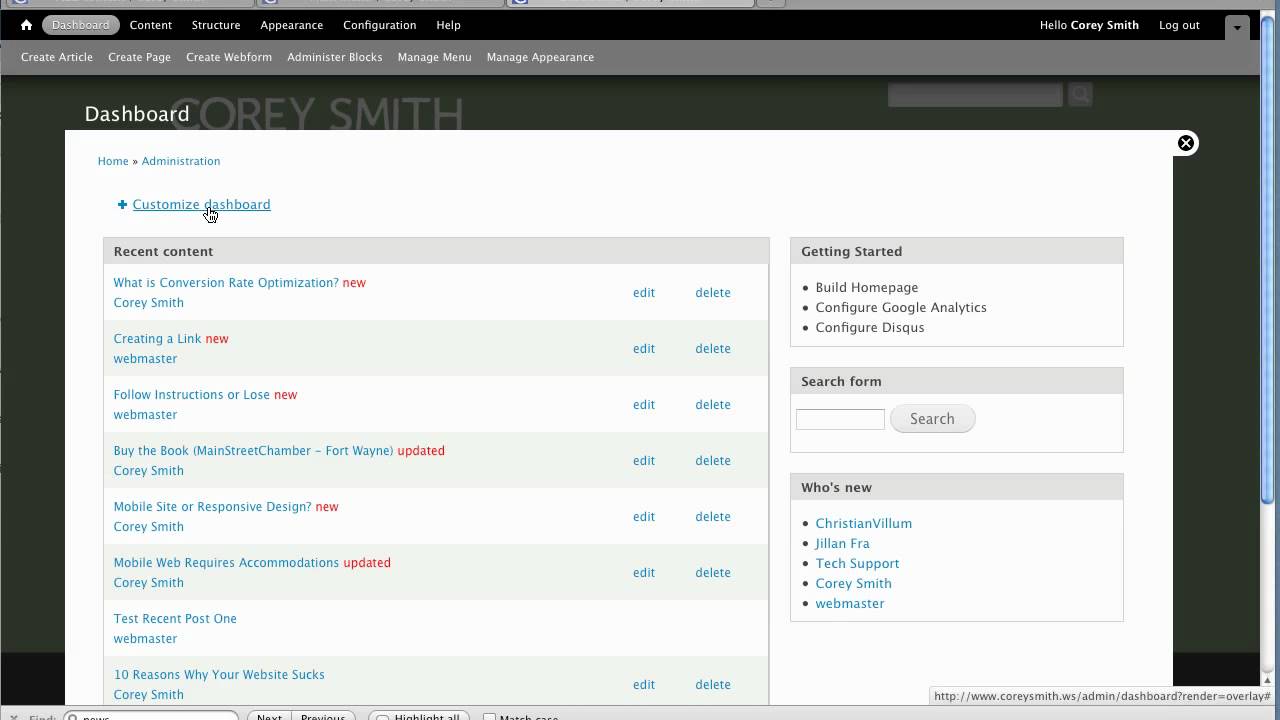 [drupal 7] admin menu overview