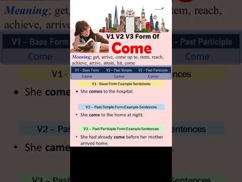 Come Present Past Past Participle - Sentence example with come Verbs V1 V2 V3