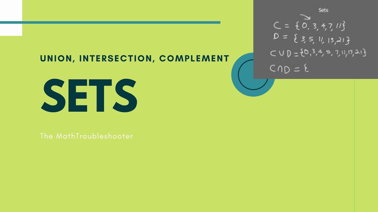 Set Theory : Union, Intersection, Complement