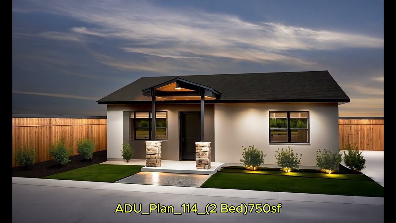 2 Bedroom 1 Bath (750SF) ADU/ Tiny House/ Granny Flat/Cottage/Floor Plan[ADU Plan 114 2 Bed750sf]