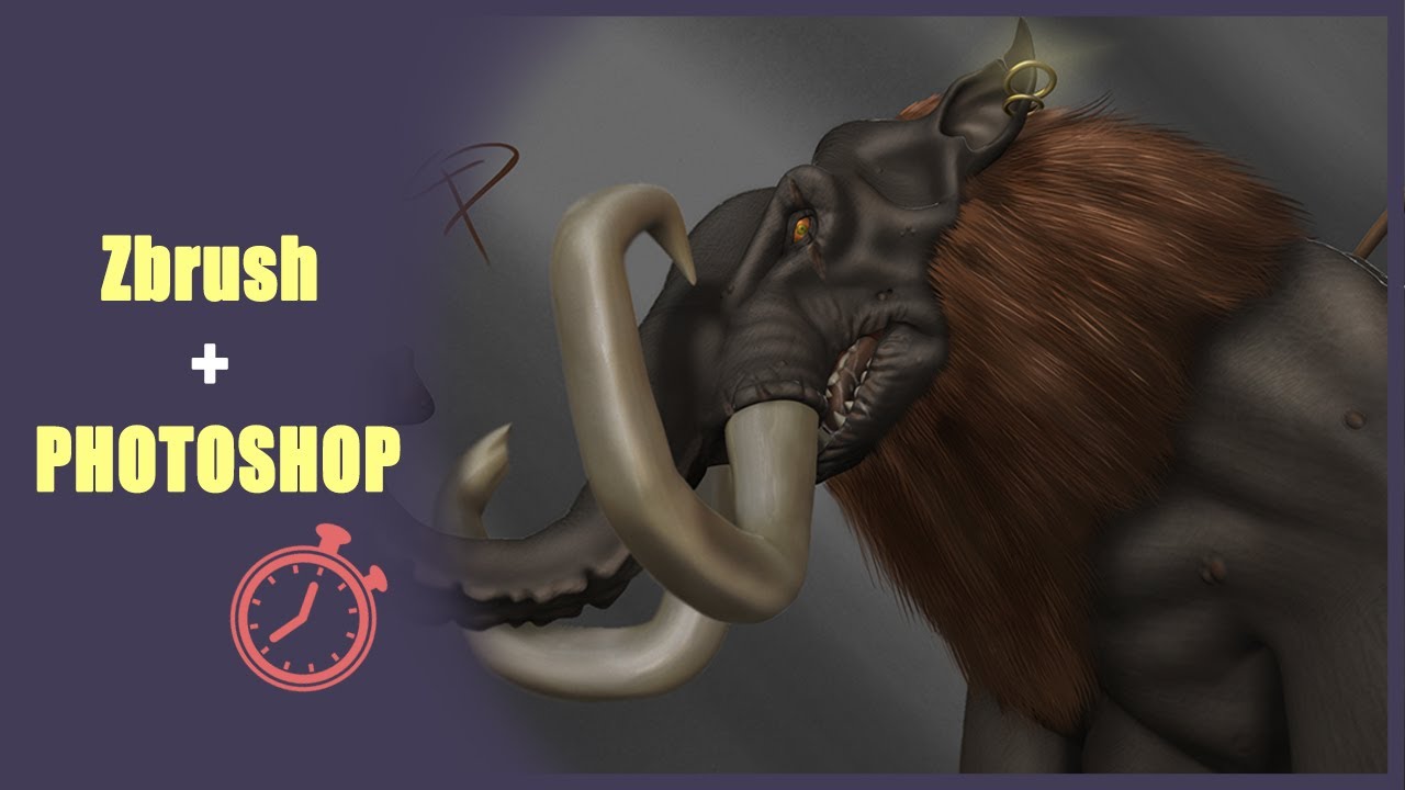 Sculpting Timelapse: Zbrush + Photoshop. Elephant Warrior