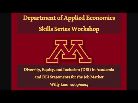 Skills Workshop: Diversity, Equity, and Inclusion in Academia and DEI Statements for the Job Market
