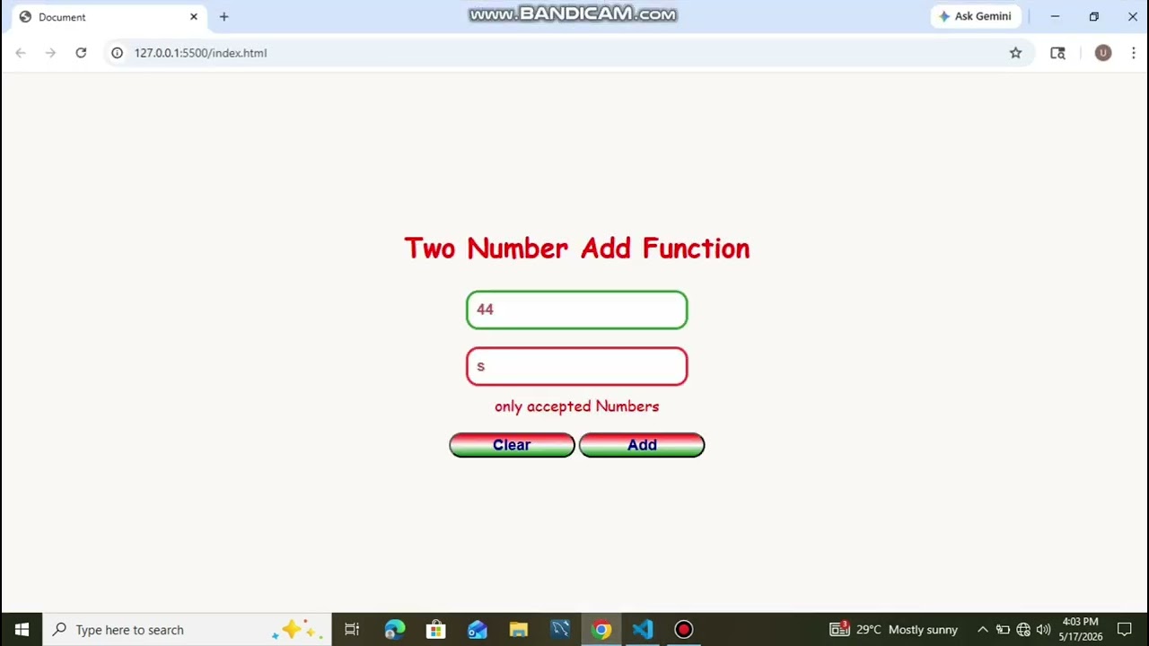 How to two numbers add in javascript program -1
