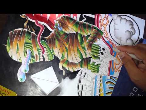 Drawing cartoons Rat Fink style Racing Mummy arte