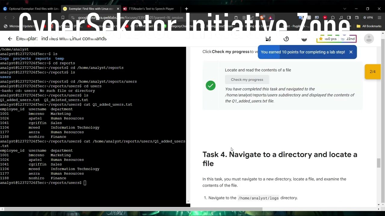 Google Cybersec Certificate Program   Linux Mini Lab Find Files With Linux Commands
