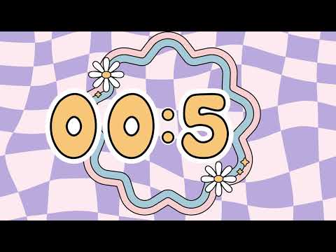 🌼2 Minute Timer Purple Checkered Countdown with Daisies & Bell Sound⏳💜 4K