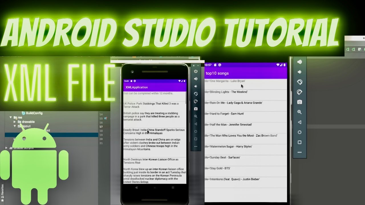 Android studio tutorial for beginners| XML application using XML pull parser | Android App using XML