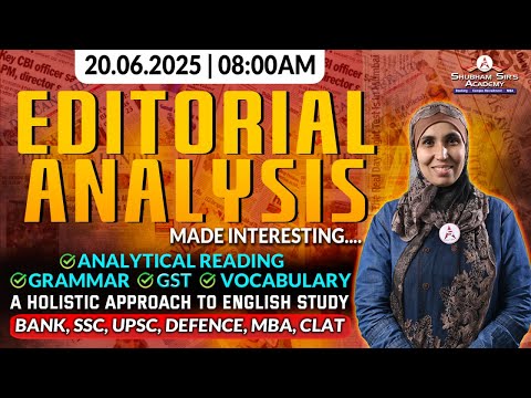 Editorial Analysis for Exams | Vocabulary, Grammar, GST & Reading Skills | Fatima Ma'am | 20.06.2025