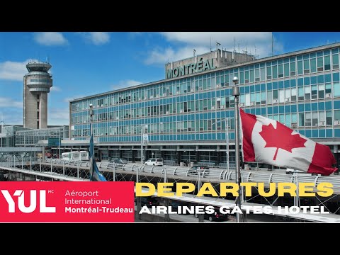 MONTREAL TRUDEAU INT'L AIRPORT (YUL) WALKING TOUR THROUGH THE DEPARTURES TERMINAL. AIRLINES COUNTERS