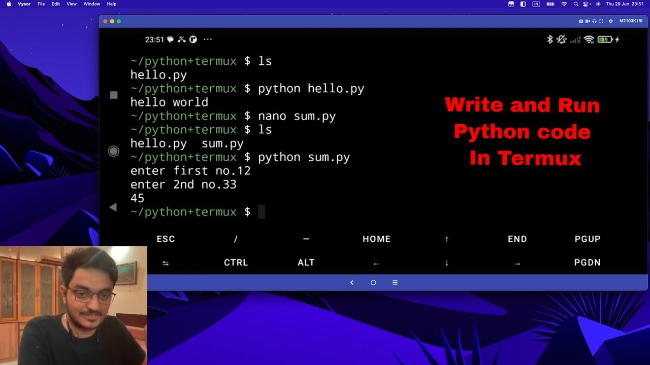 How to write python code in Termux