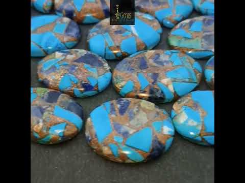 Spiny Turquoise and lapis lazuli in copper resin Cabochon Gemstone, Copper mohave/mojave Gemstone.
