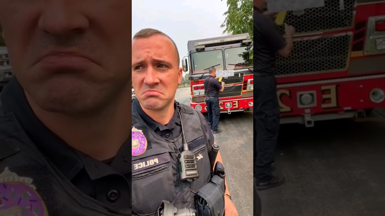 Cop Pranks Firefighter by Giving Him Ticket - Hilarious Reaction! 😂 #shorts