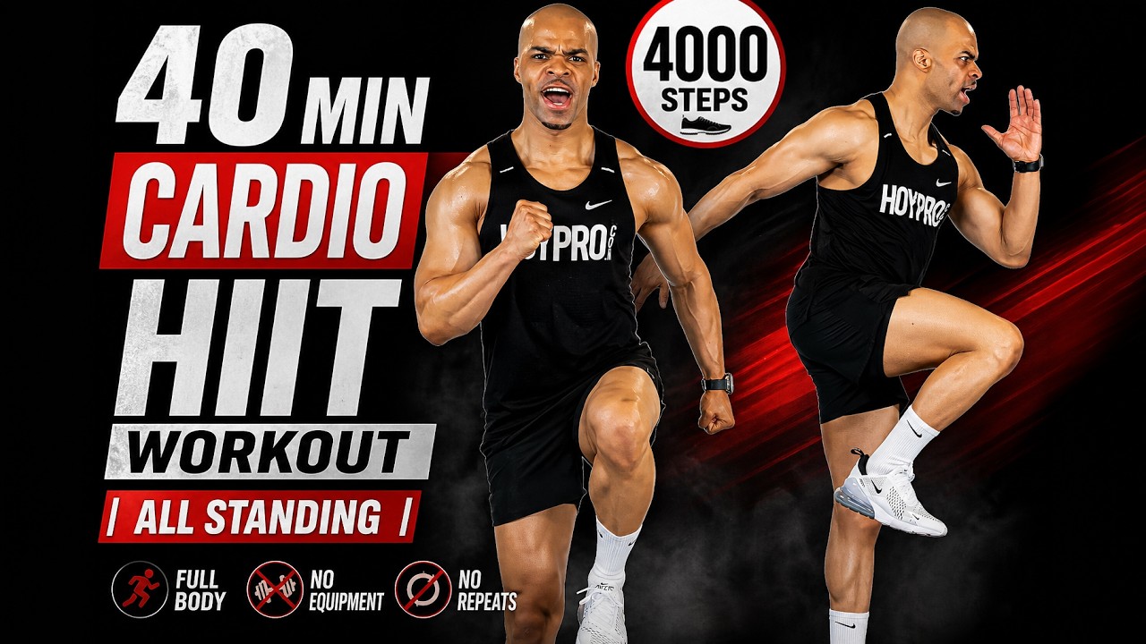 40 MIN STANDING CARDIO HIIT WORKOUT 🔥 4,000 Steps | No Equipment, Full Body, No Repeats
