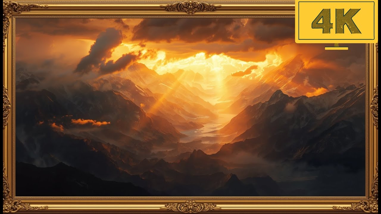 4K TV WALLPAPER Epic Golden Hour Mountains | Majestic Sunset Valley Landscape Art