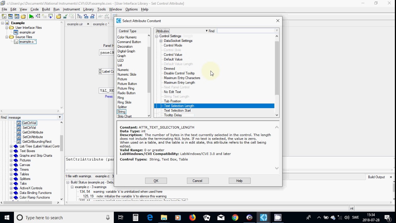 35 C programming GUI checkbox, textbox and ring
