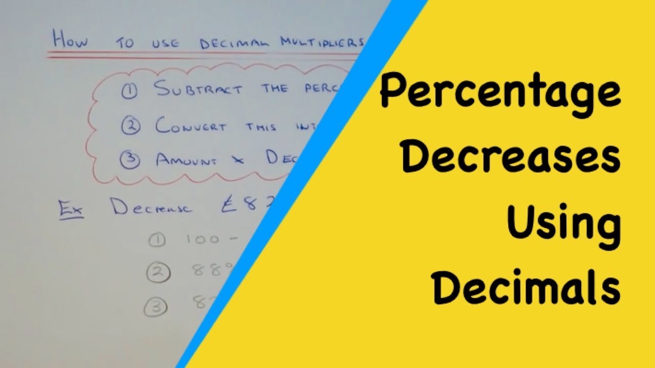 How To Decrease An Amount By A Percentage Using Decimal Multipliers (Advanced Method).