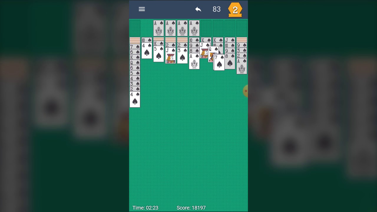 Spider Solitaire One Suit for Android (portrait mode)