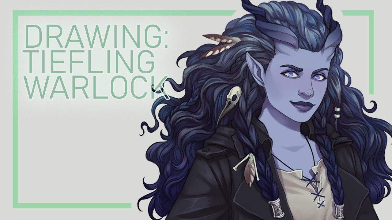Drawing a Tiefling Warlock