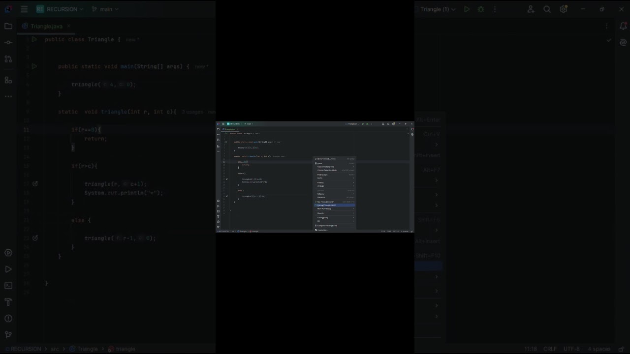 Triangle Pattern Printing in Java using Recursion | No Loops 🔁