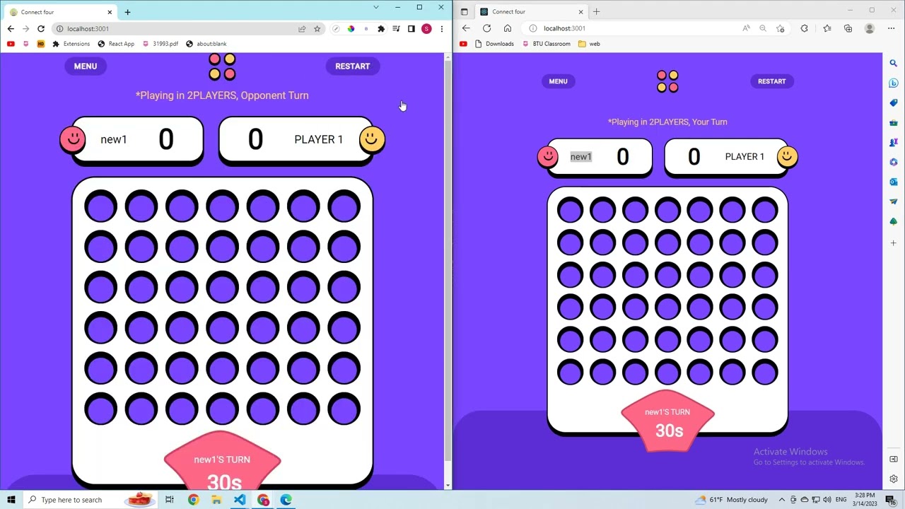 Connect four game - React, Node