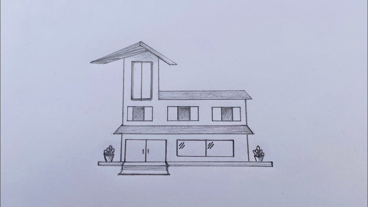 Beautiful House Drawing / How To Draw A Tinny House