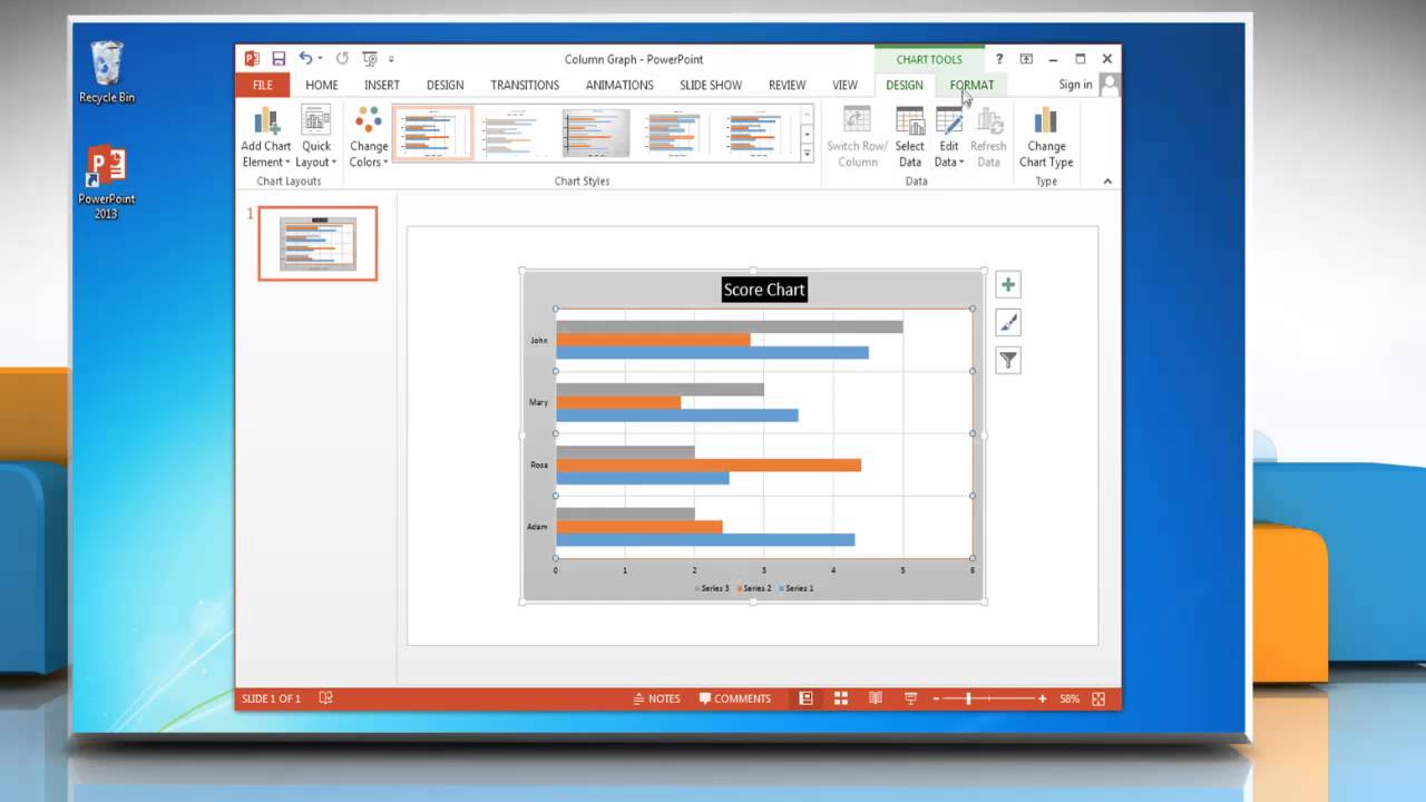How to use Gridlines in Column (Vertical Bar) Graphs in PowerPoint 2013