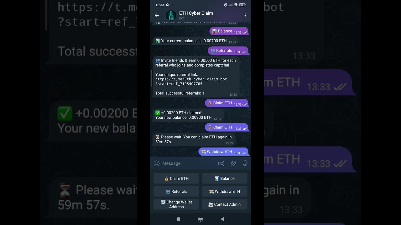 Free etherum with this telegram bot  #crypto #telegrambot #shorts #faucet #eth