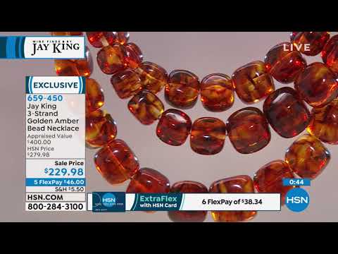 Jay King 181/4" Sterling Silver 3Strand Amber Bead Neckl...