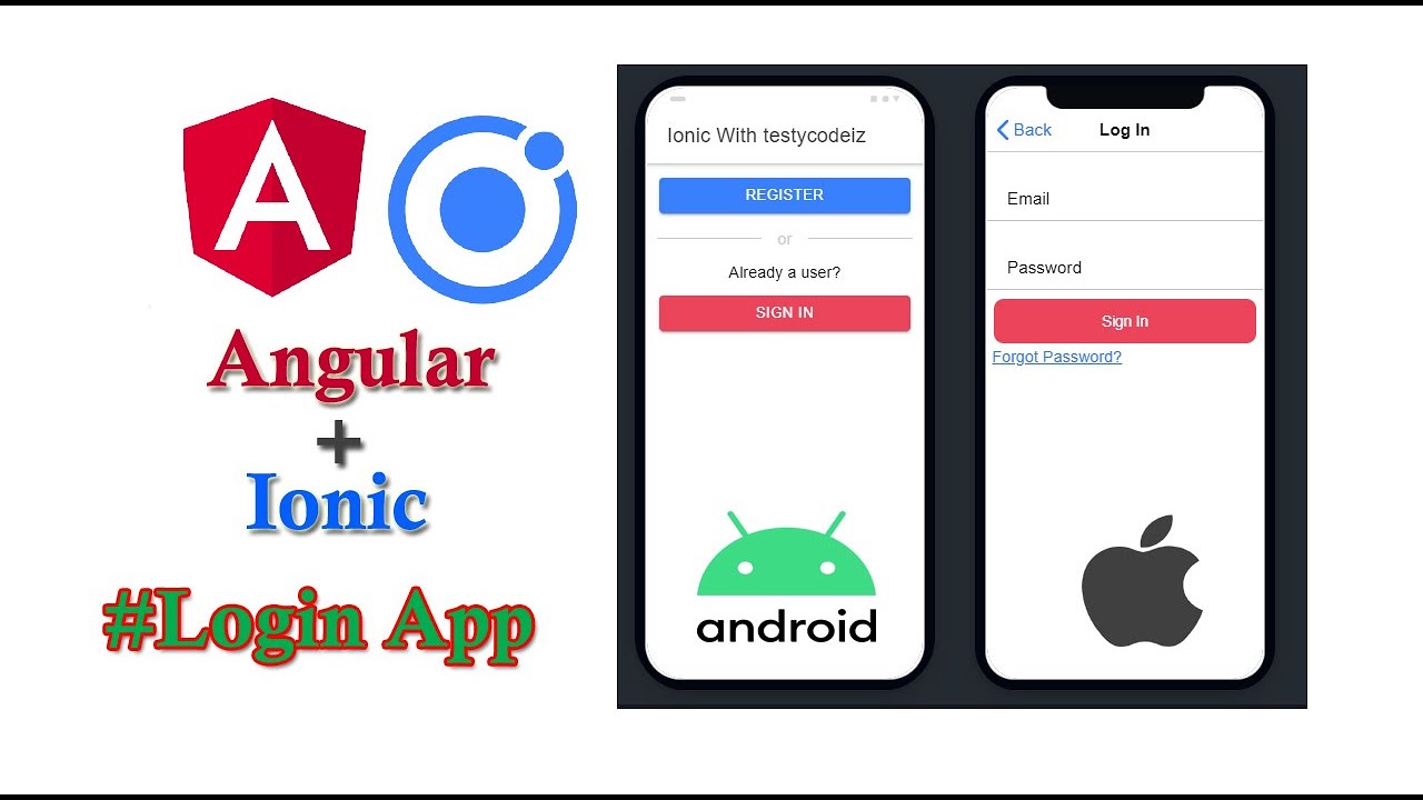 Angular 12 ionic 5 login app demo, Ionic 5  login UI, ionic login screen, Ionic with testycodeiz