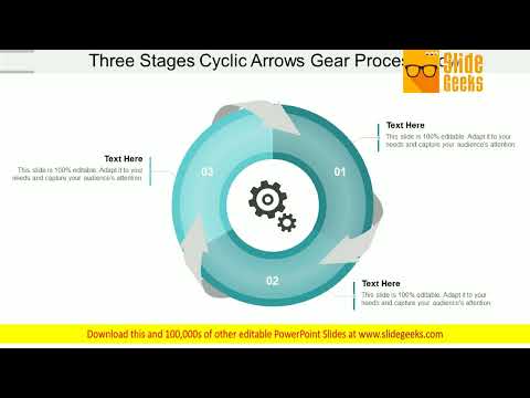 Three Stages Cyclic Arrows Gear Process Flow Ppt Powerpoint Presentation Gallery Graphics Design