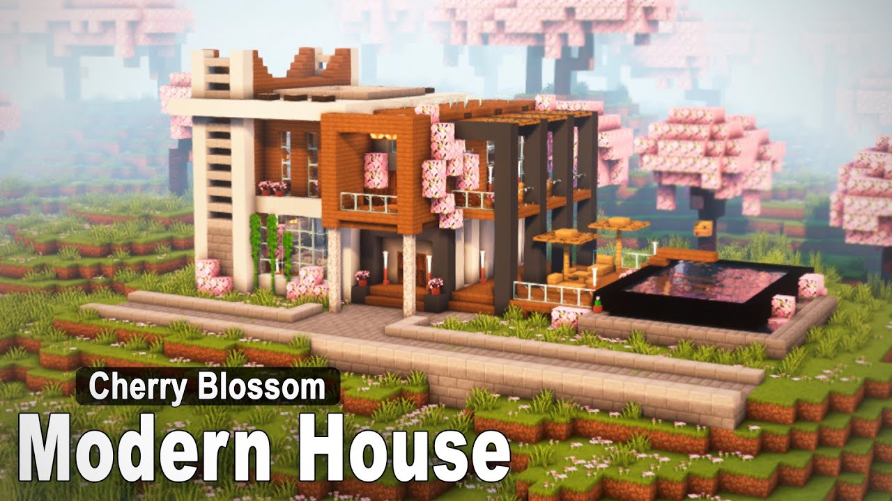 Minecraft: How to build a Cherry Modern House | Tutorial - Minecraft ...