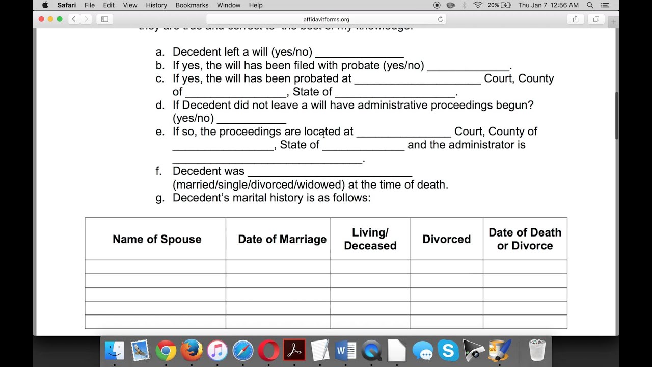 How to Write an Affidavit of Heirship Form
