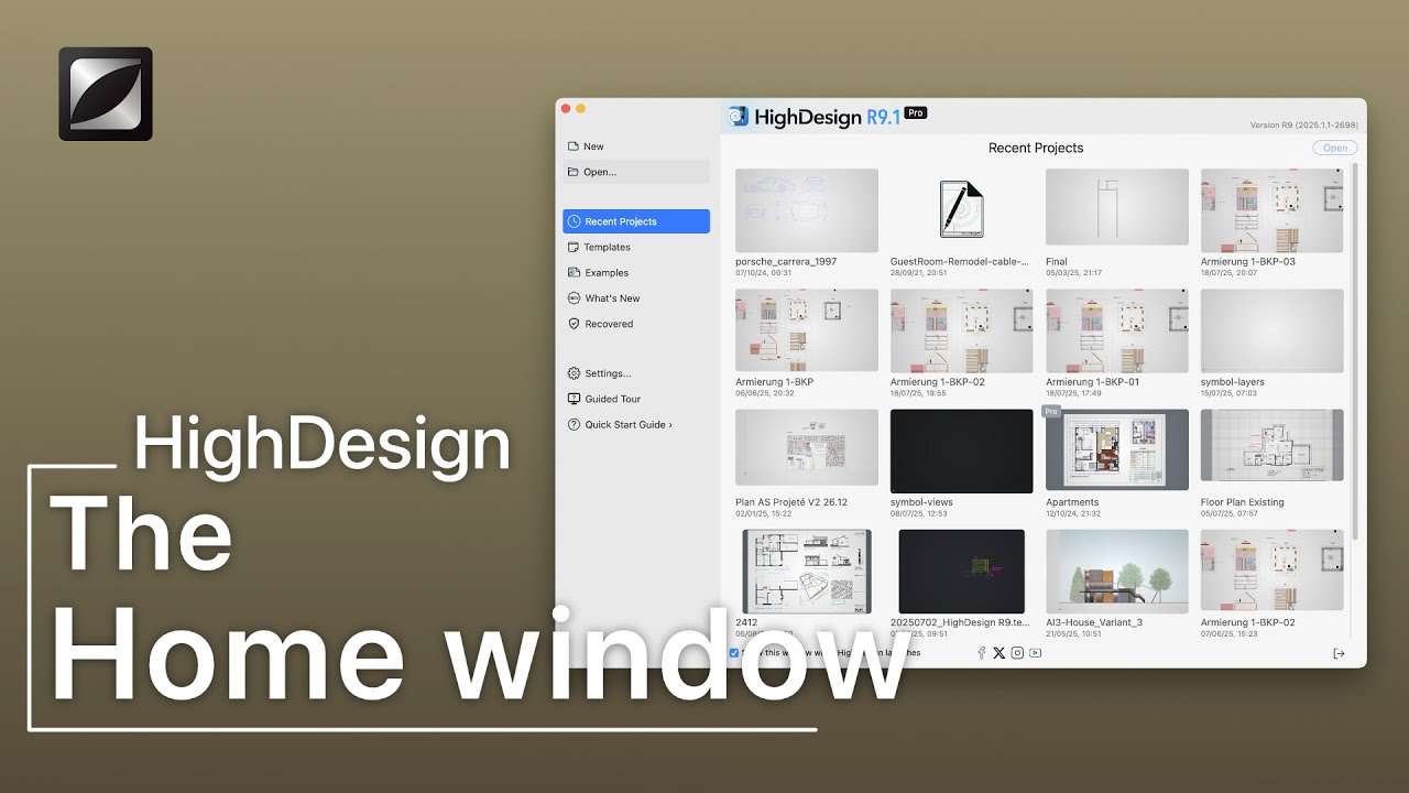 Get started with HighDesign: the Home window