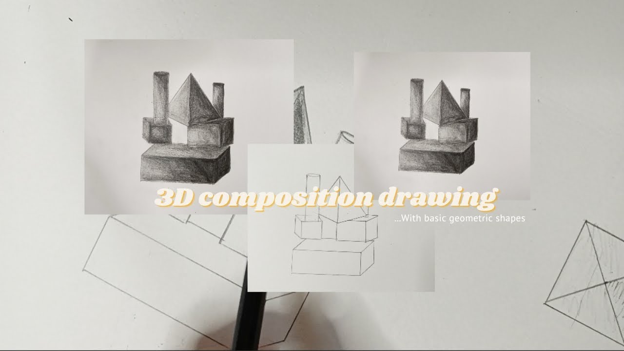 3D composition drawing| with basic geometric shapes...