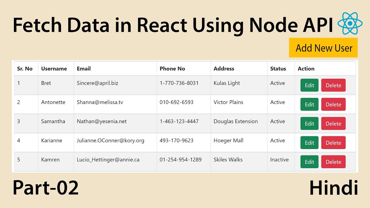 Fetch Data from mysql in react js | React CRUD Tutorial with Node