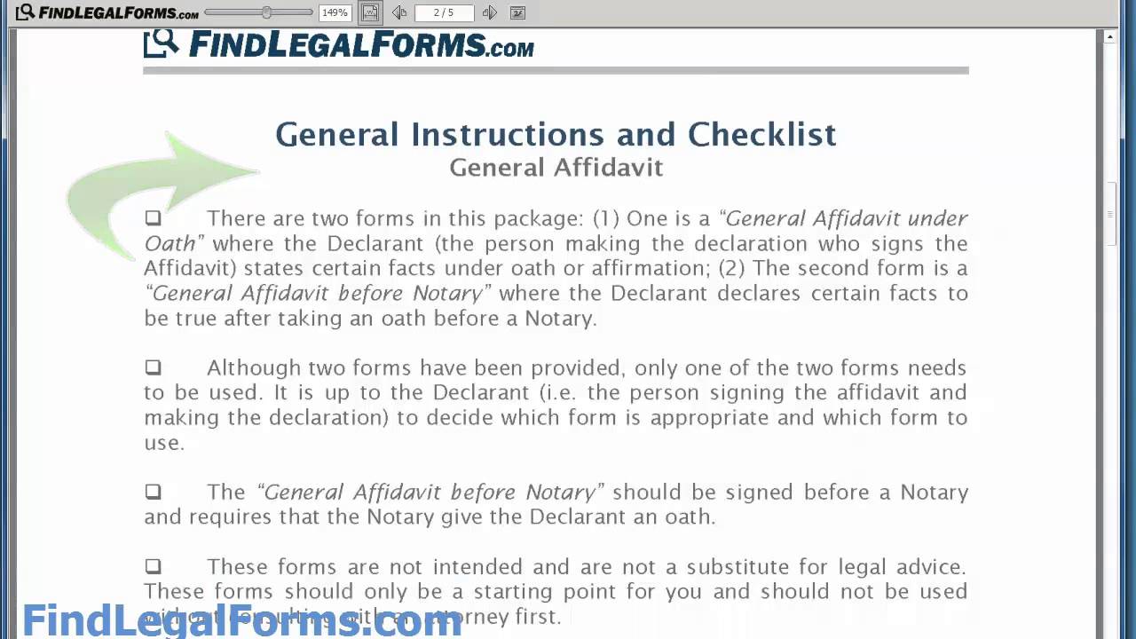 Sample General Affidavit Form