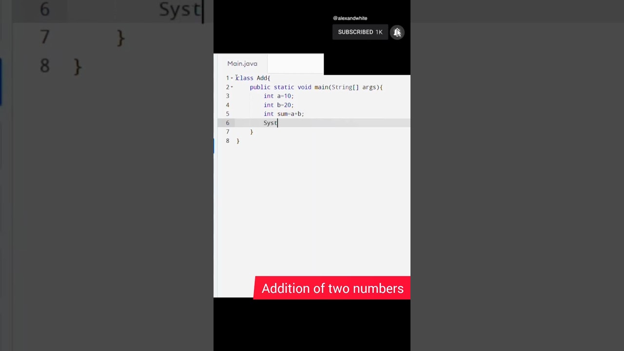 Addition of two numbers in java #java #javaprojects #education #shorts